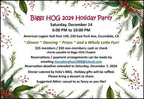 Biggs HOG Holiday Party | Biggs Chapter #0270 | North San Diego County ...